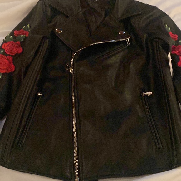 PacSun | Jackets & Coats | Pacsun La Faux Leather Jacket W Roses | Poshmark